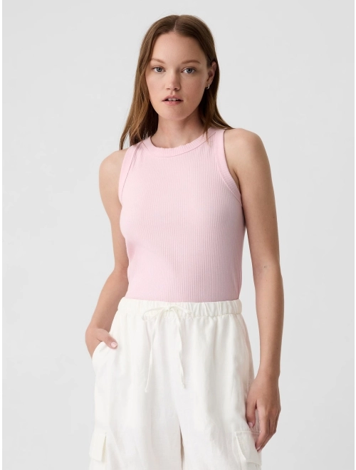 Ribbed High Neck Tank